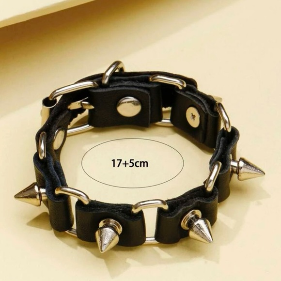 Jewelry | Unisex Spike Decor Leather Bracelet | Poshmark